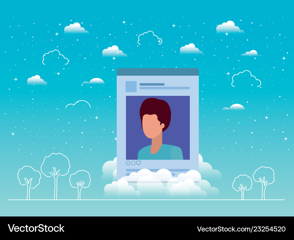 Social media man acount template Royalty Free Vector Image