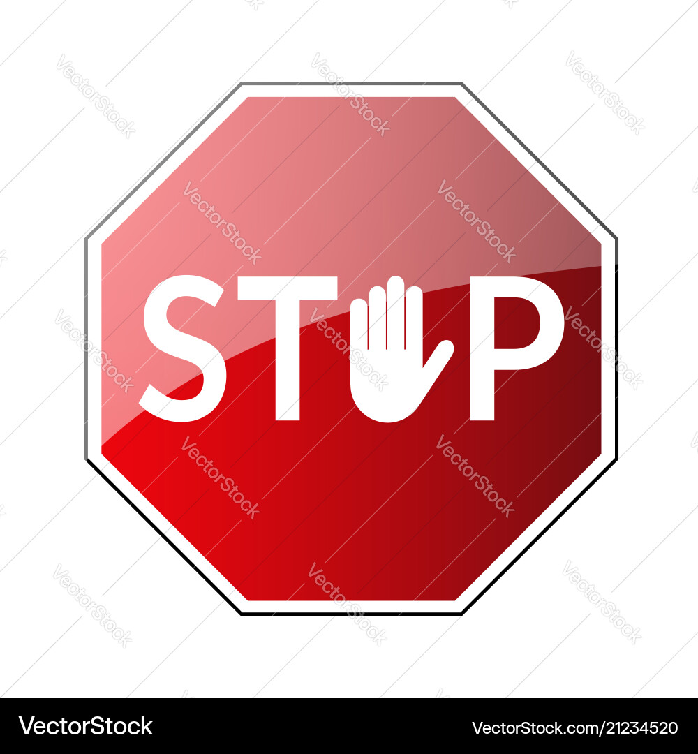 Stop road sign prohibited warning icon palm Vector Image