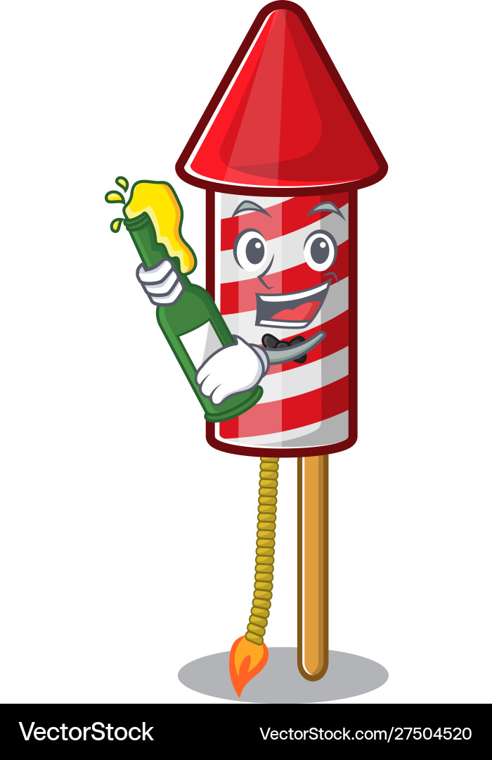 With beer fireworks rocket on in cartoon Vector Image