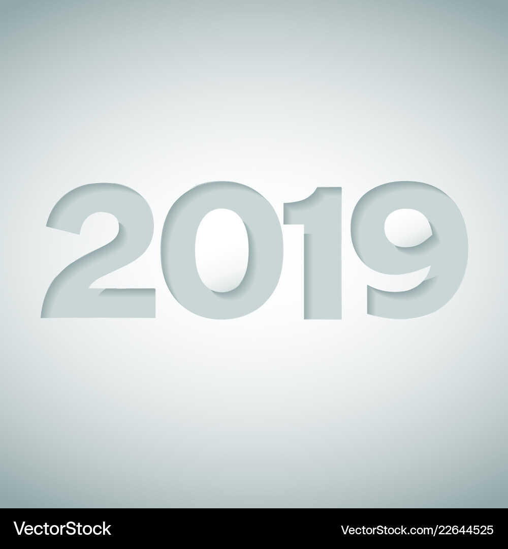 2019 numbers cut out paper style Royalty Free Vector Image