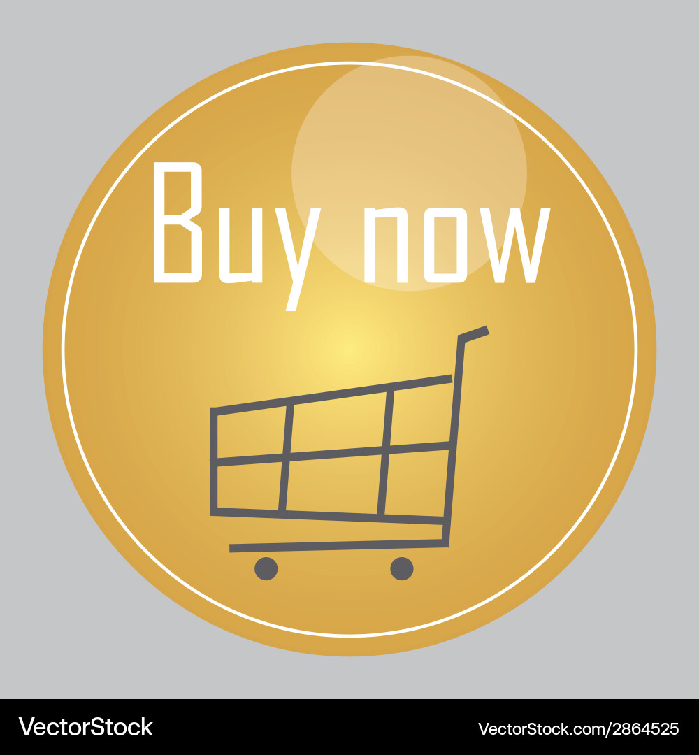 A golden round button with text and shopping Vector Image