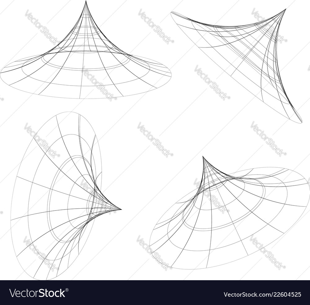 Abstract 3d Wireframe Objects 3d Spatial Shapes Vector Image