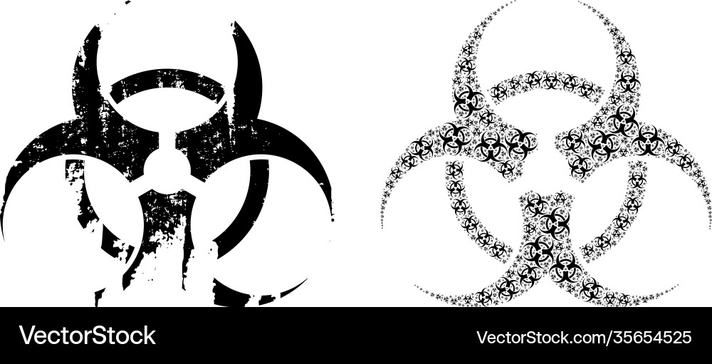 Biohazard icon recursive mosaic and grunge Vector Image