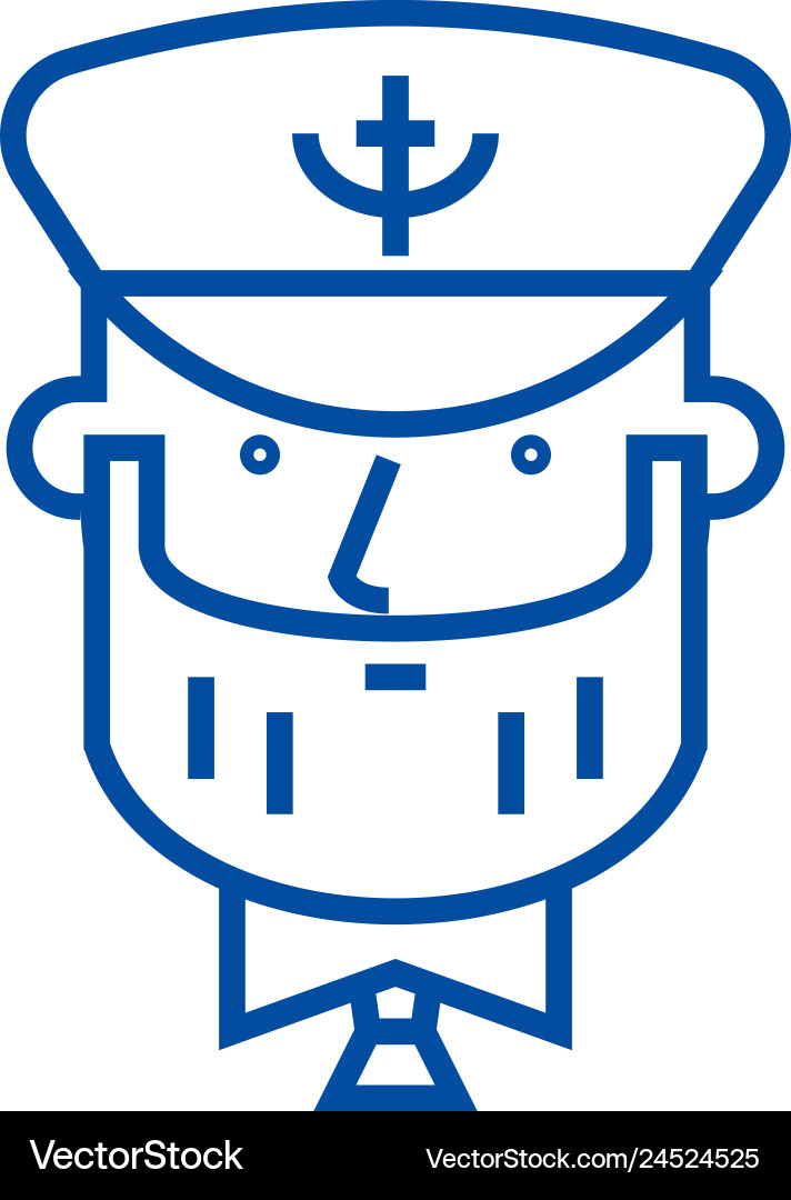 Captain with nautical hat line icon concept Vector Image