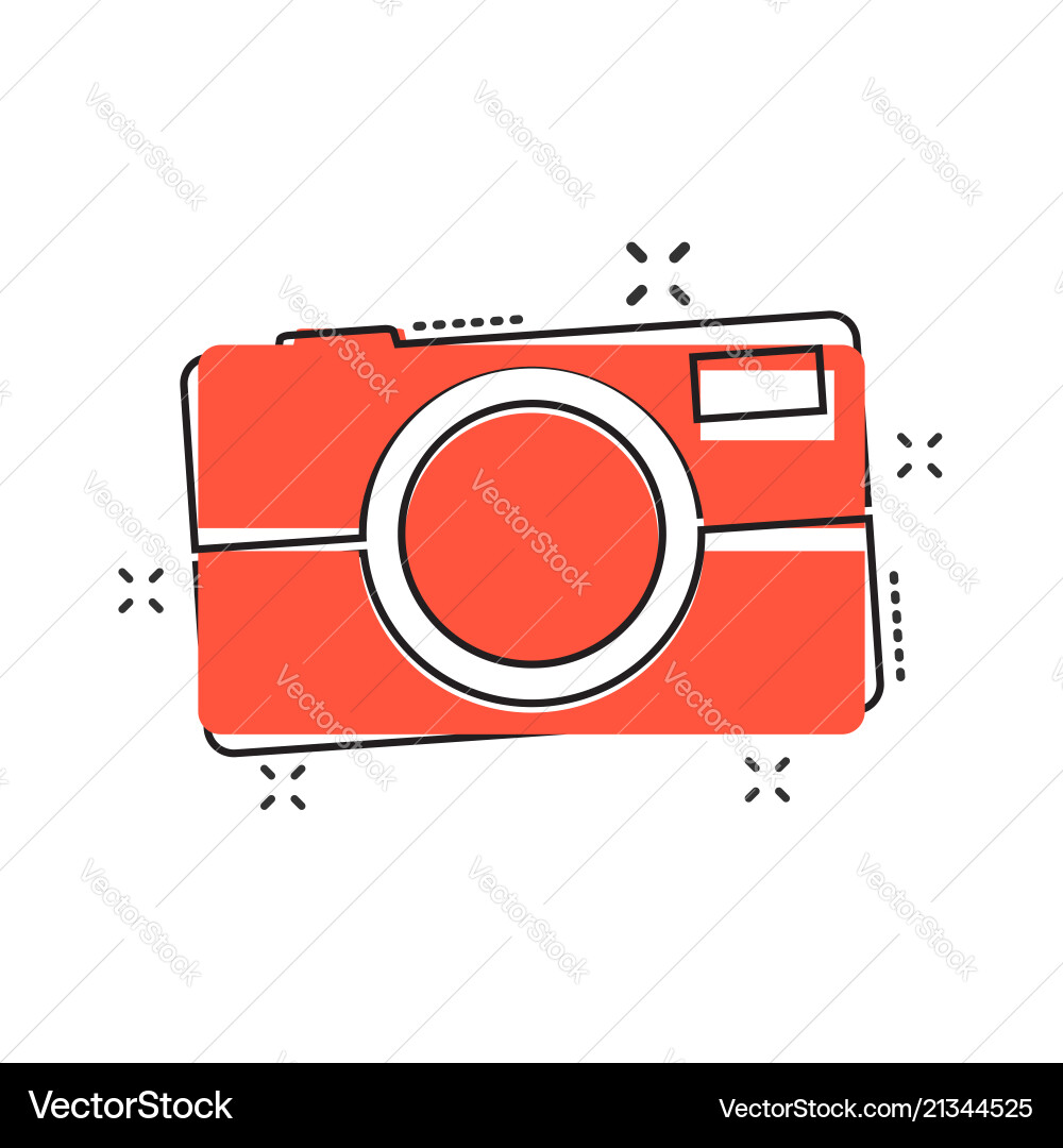 Cartoon photo camera icon in comic style Vector Image