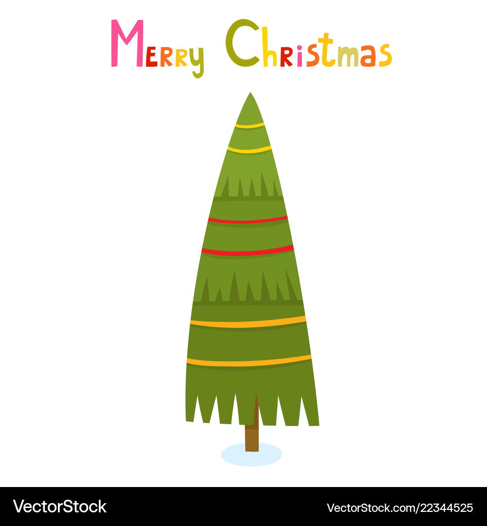 Christmas tree with text in cartoon style Vector Image
