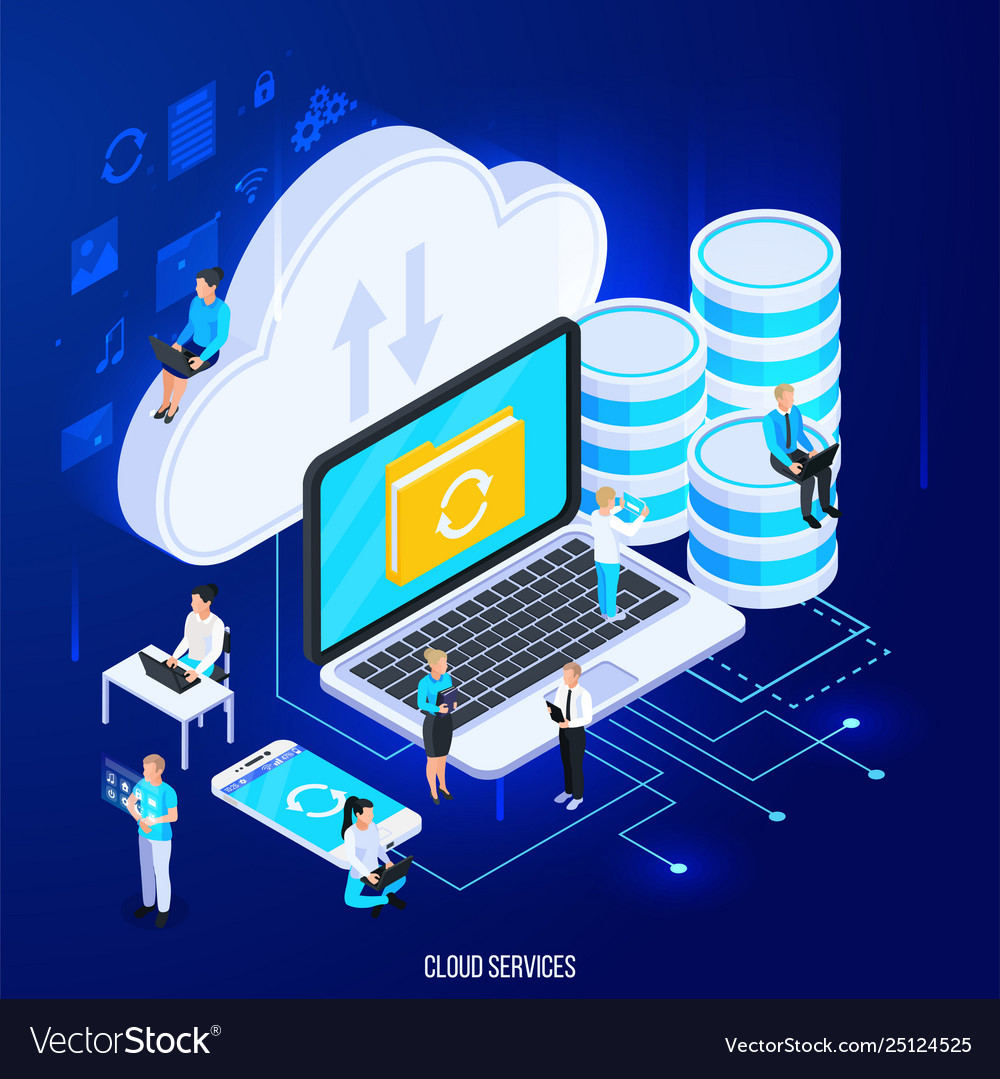 Cloud services conceptual composition Royalty Free Vector