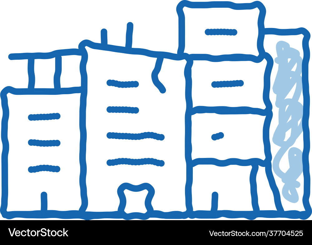 Destroyed high-rise buildings doodle icon hand Vector Image