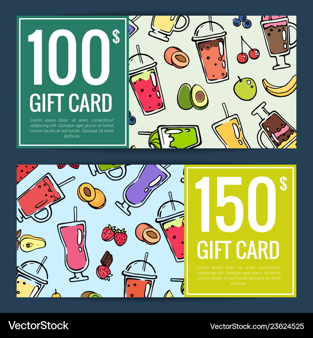Doodle smoothie discount or gift voucher Vector Image
