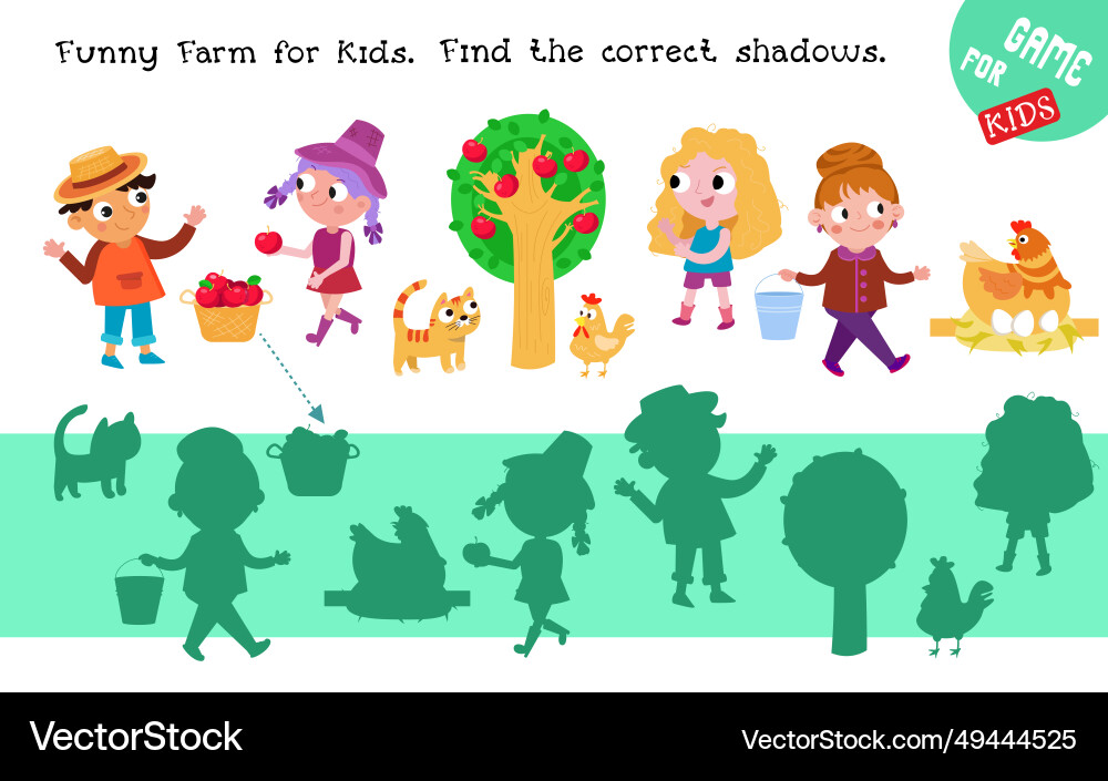 Find shadows educational puzzle game for kids Vector Image