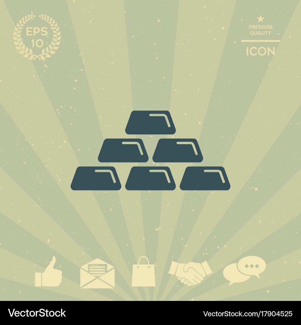 Gold bullion bar icon Royalty Free Vector Image