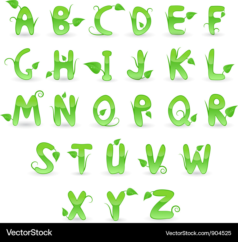 Green floral alphabet Royalty Free Vector Image