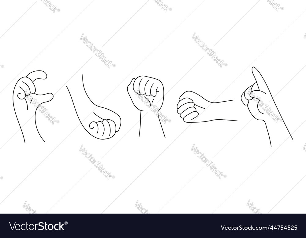 Hand gesture set in doodle style line art Vector Image