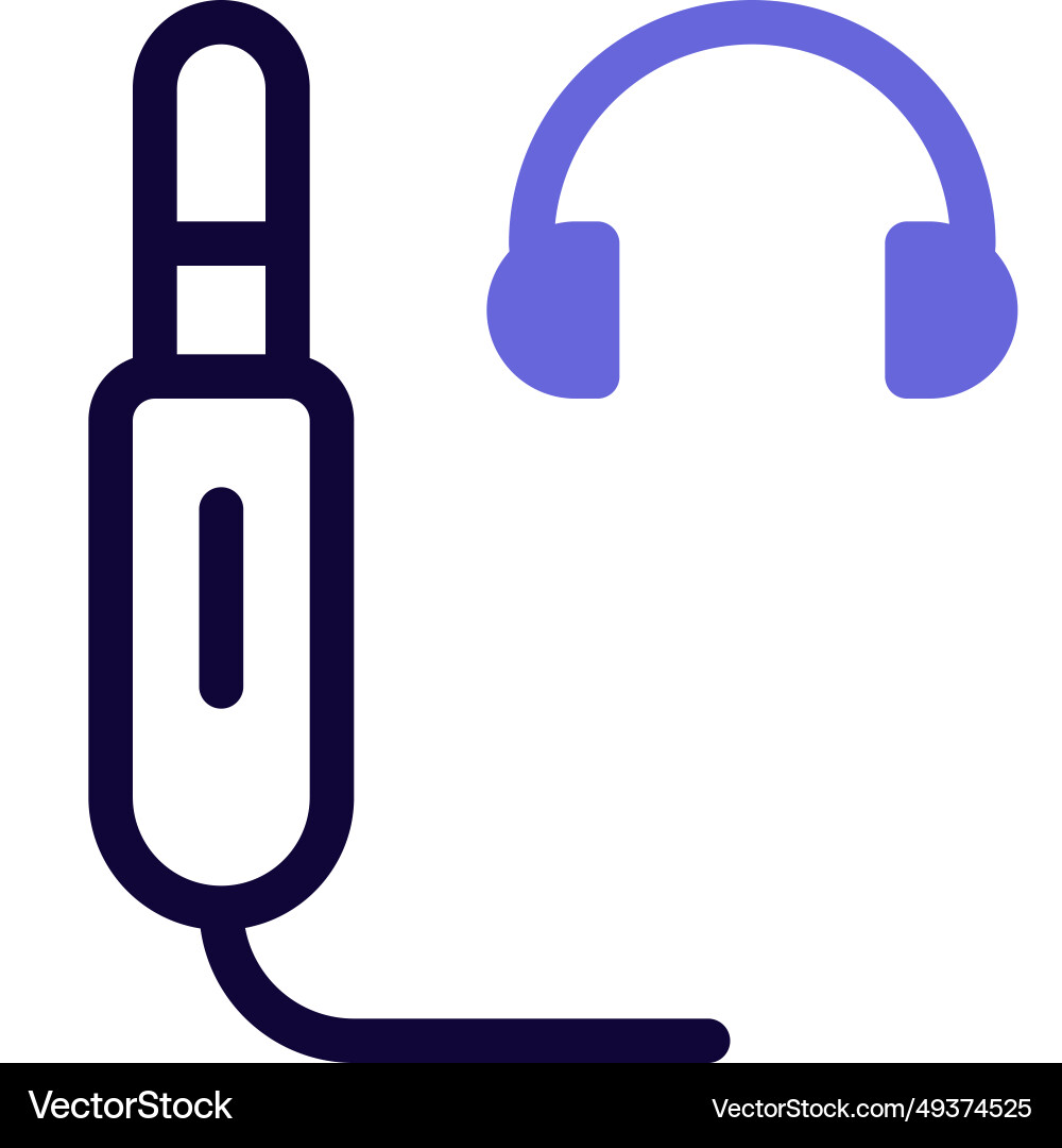Headphones connected through standard audio jack Vector Image