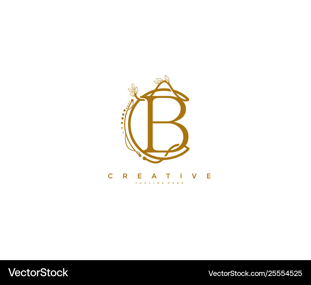 Letter b floral monogram rounded ornate elegant Vector Image