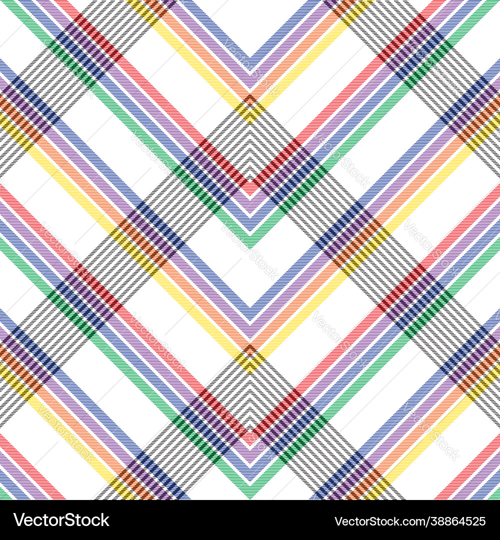 Rainbow chevron plaid tartan textured seamless Vector Image