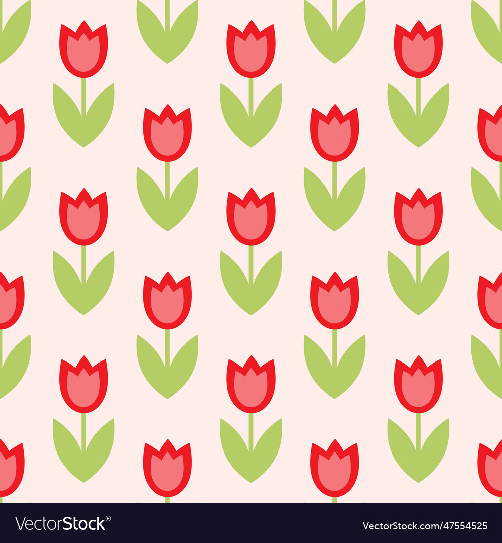 Tulip pattern seamless repeating background Vector Image