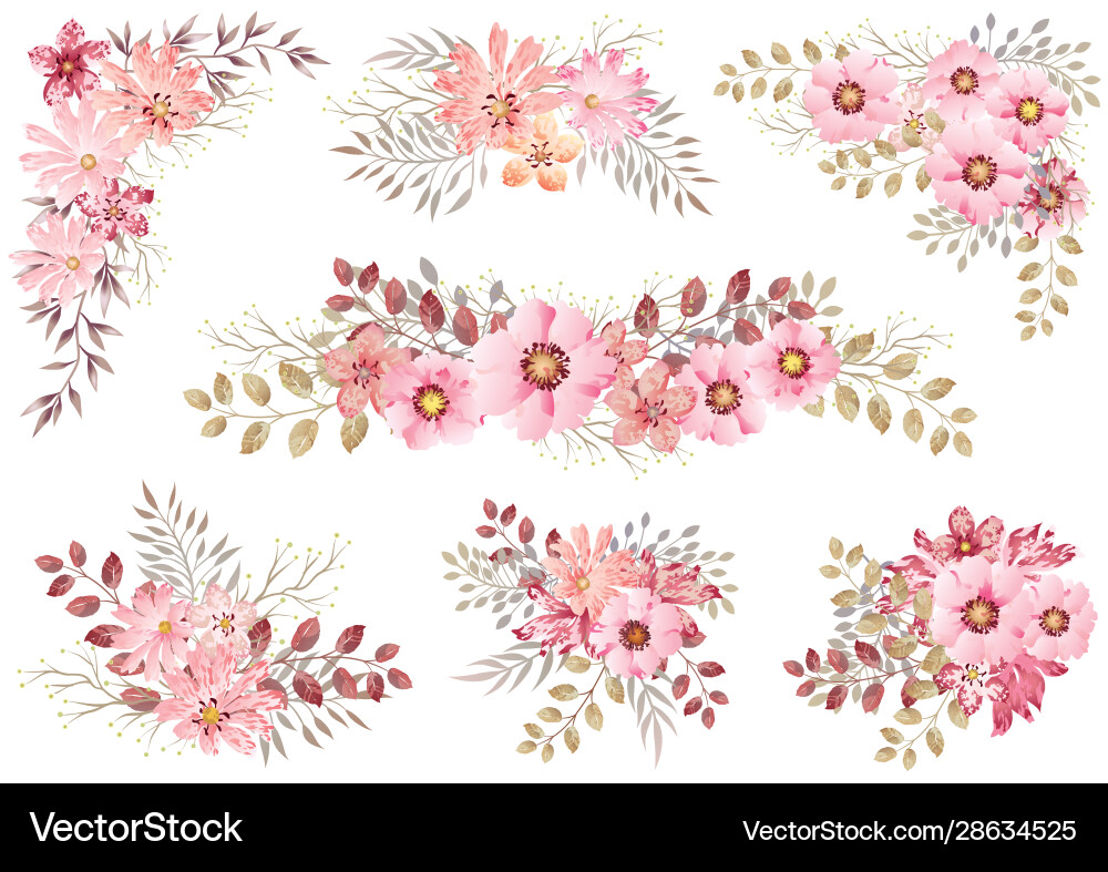 Watercolor floral elements set Royalty Free Vector Image