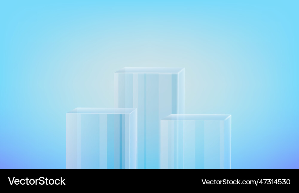 3d transparent glass cubes display stand podium Vector Image
