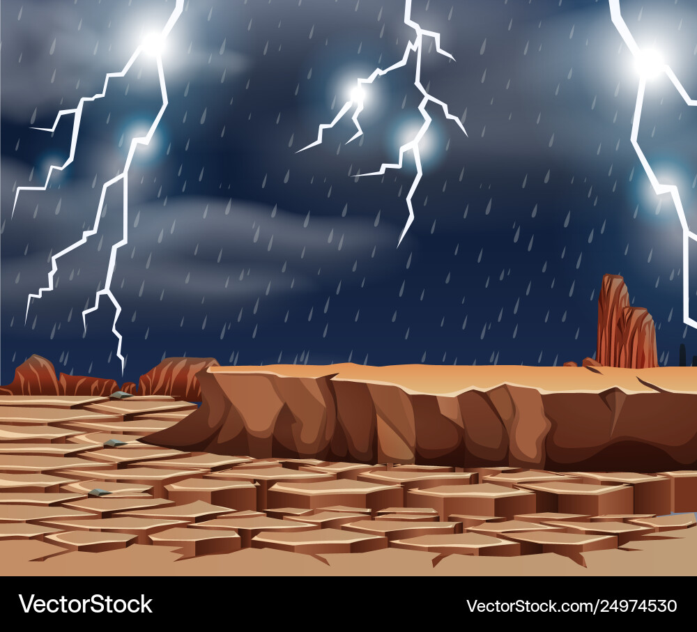 Bad weather at te dry land Royalty Free Vector Image