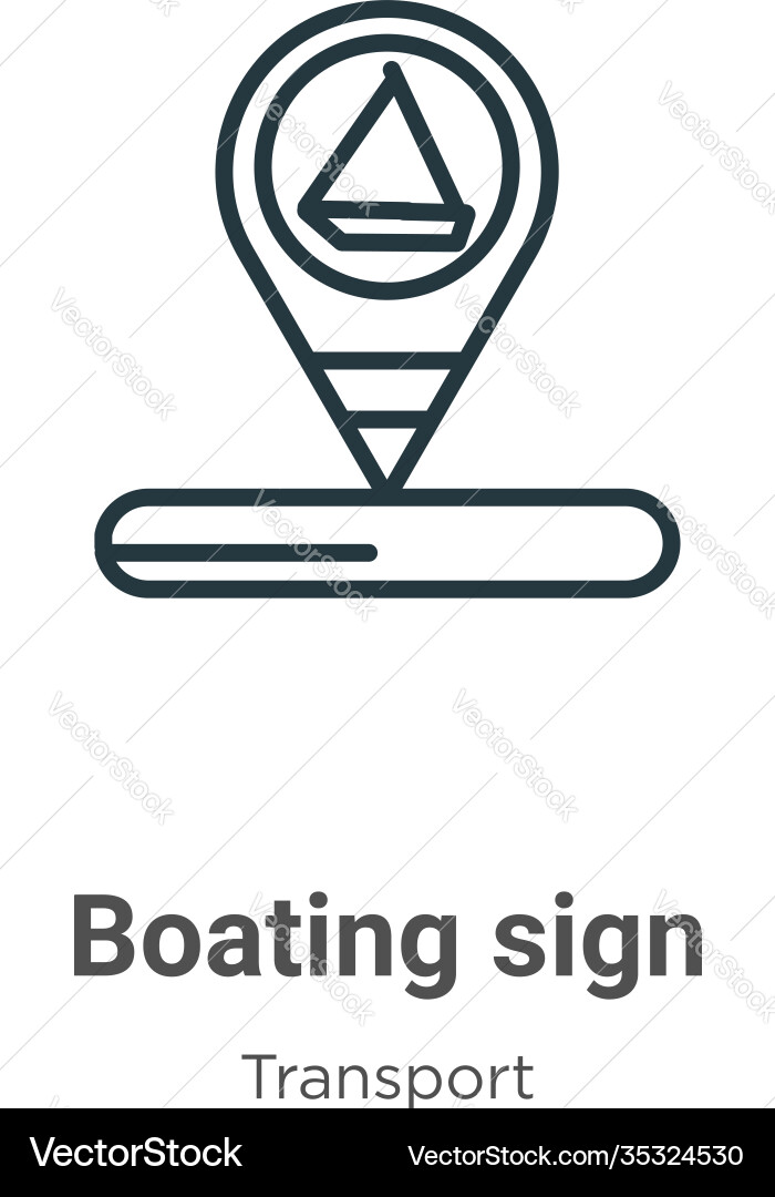 Boating sign outline icon thin line black Vector Image