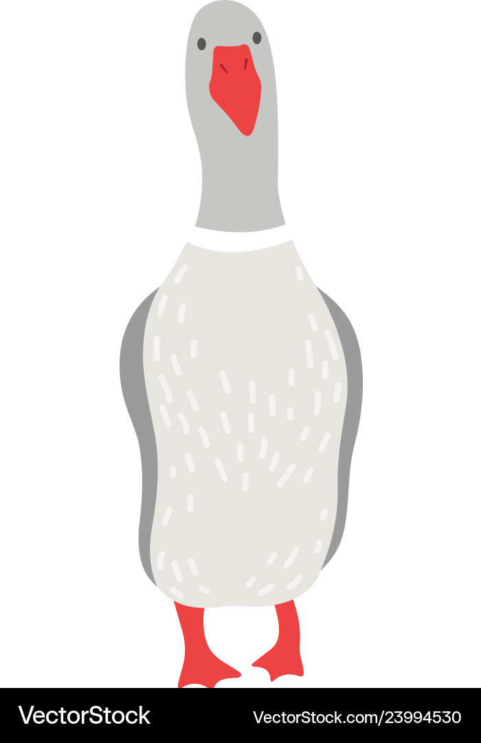 Cute white goose cartoon character front view Vector Image