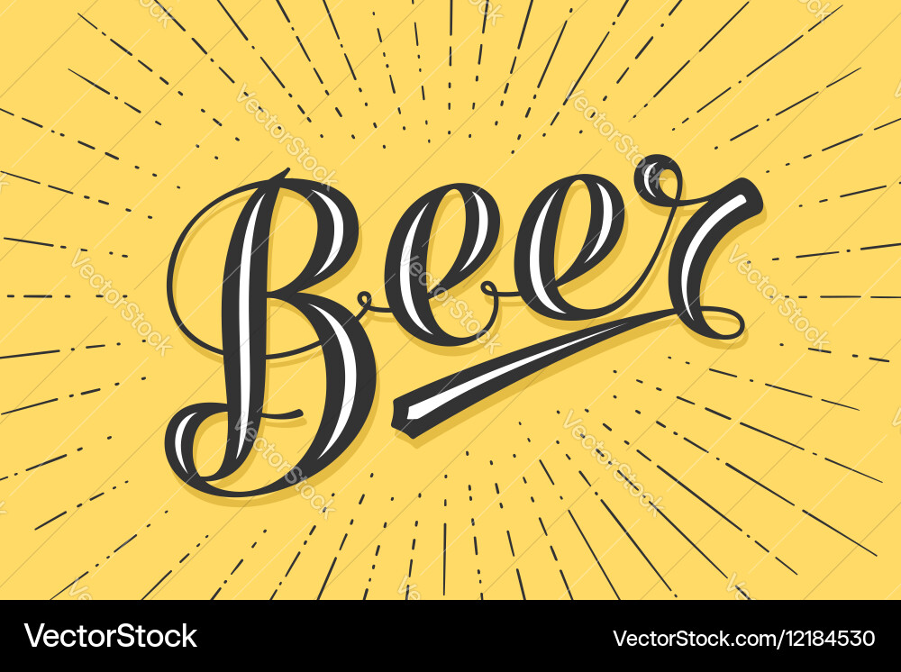 Hand drawn lettering Beer on chalkboard background