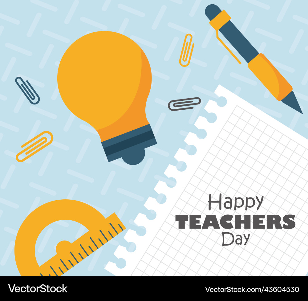 Happy teachers day lettering postcard Royalty Free Vector
