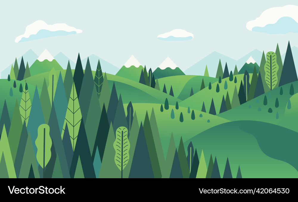 Hill landscape with mountainous and forest scenery