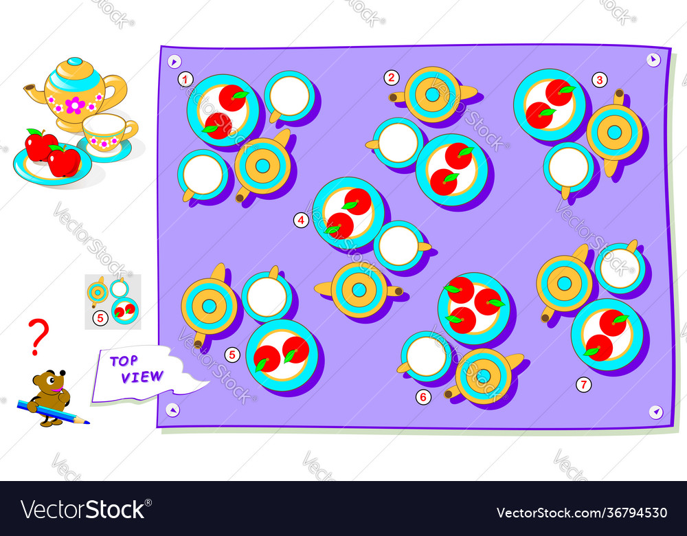 Logic puzzle game for kids need to find correct Vector Image