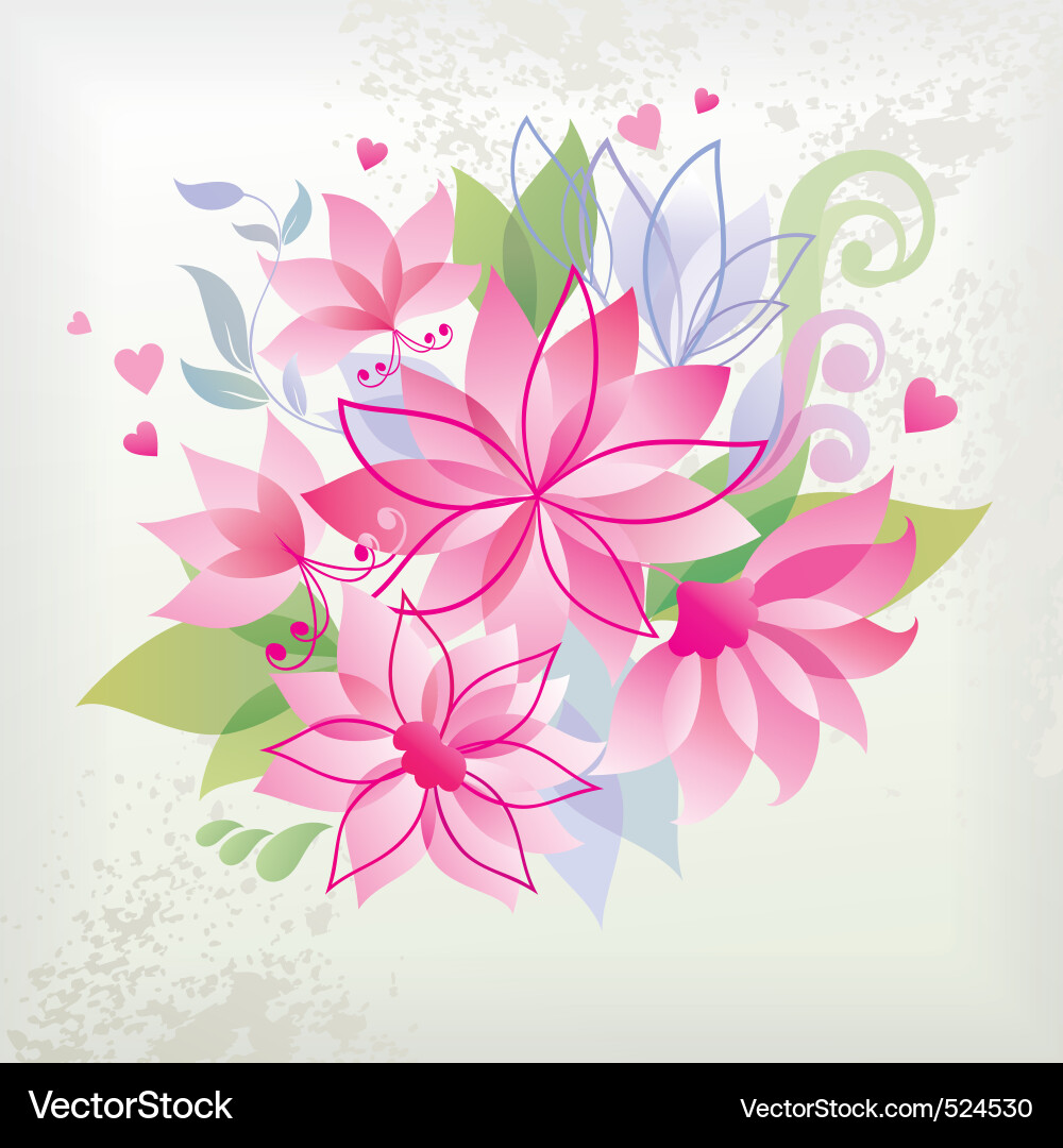 Pink flower with heart Royalty Free Vector Image