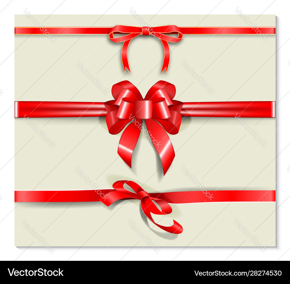 Set satin red ribbons with knotted bows Royalty Free Vector