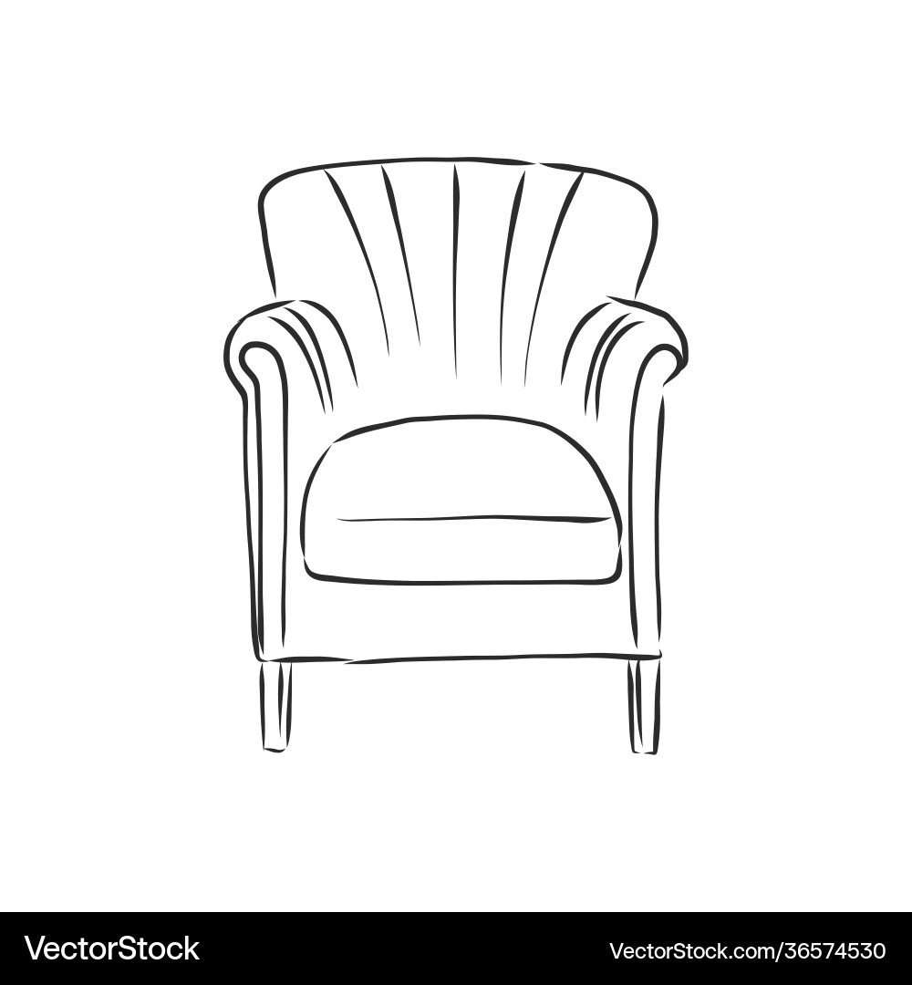 Sketch chair in linear style outline drawing Vector Image