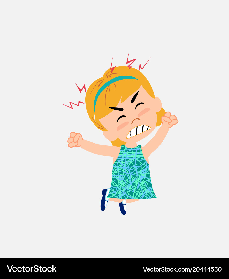 White girl jumps angry Royalty Free Vector Image