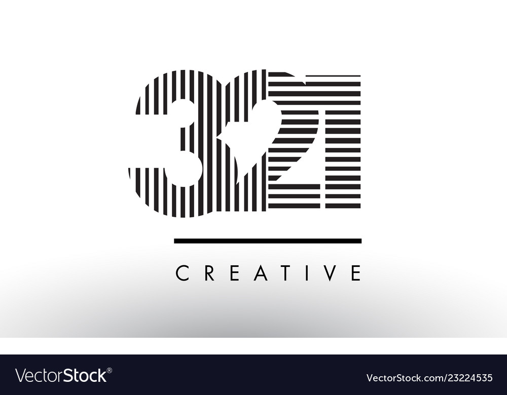 321 black and white lines number logo design Vector Image