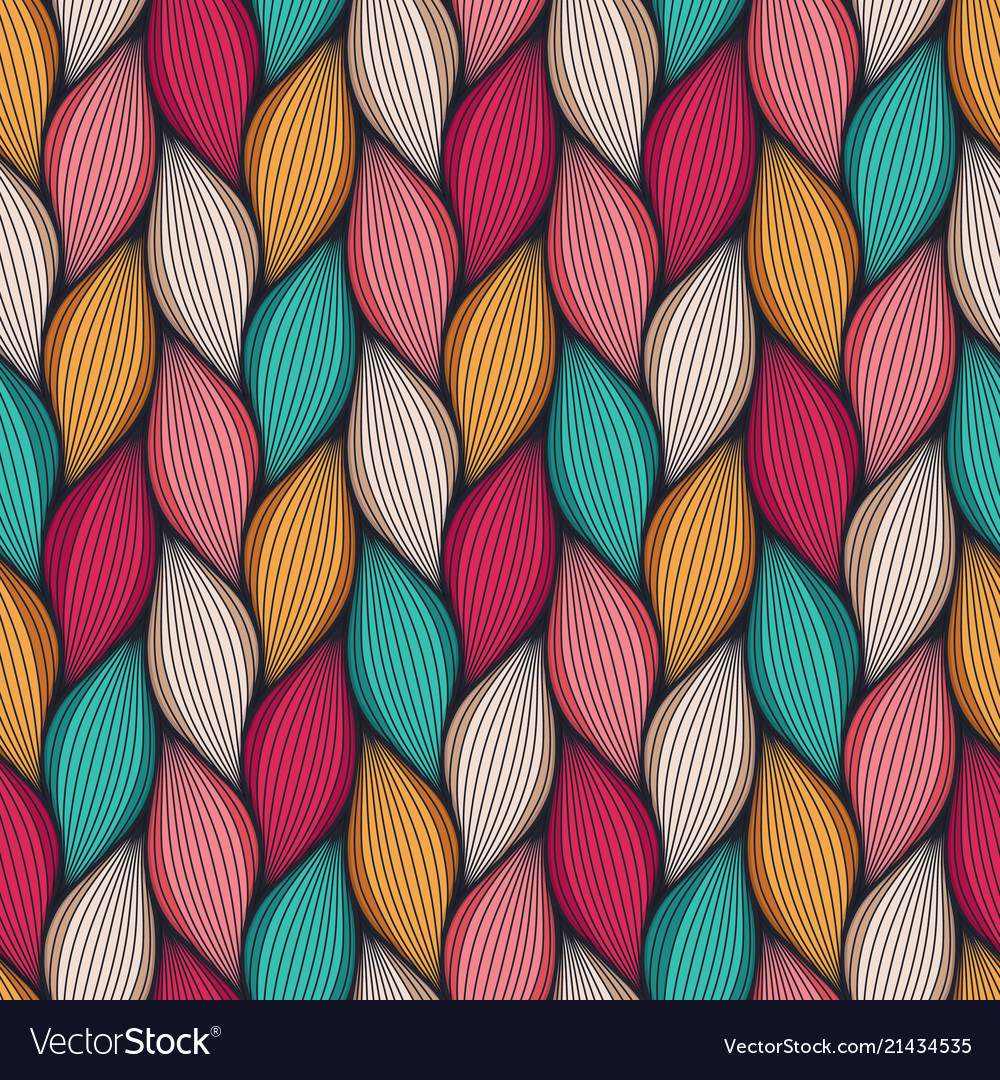 Abstract wavy lines seamless pattern floral Vector Image