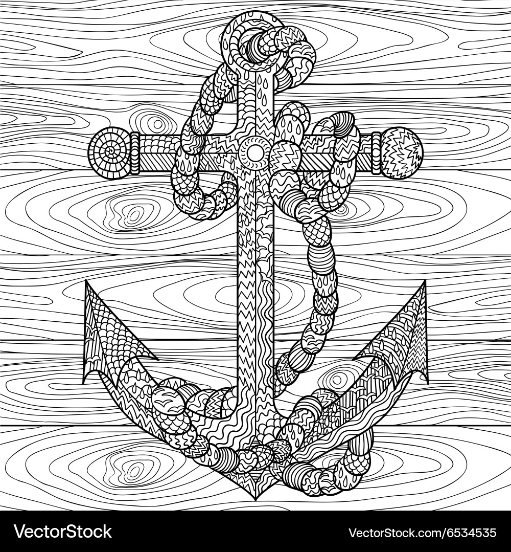 Anchor and rope in the entangle style Royalty Free Vector