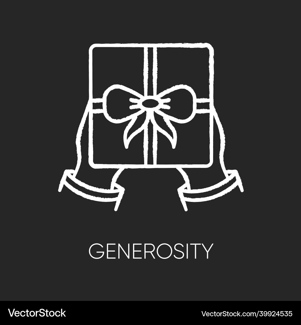 Generosity chalk white icon on black background Vector Image