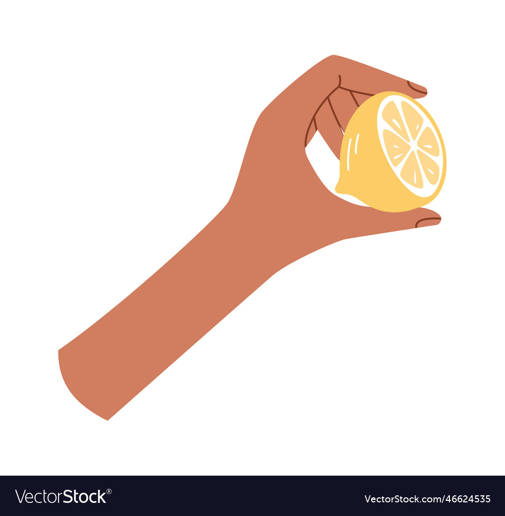 Hand holding lemon Royalty Free Vector Image - VectorStock
