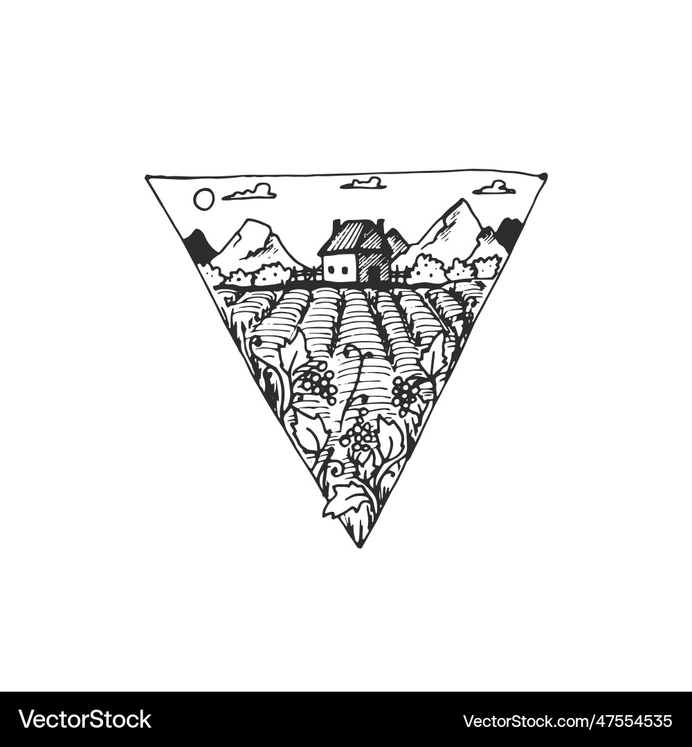 Handdrawn landscape nature artwork Royalty Free Vector Image
