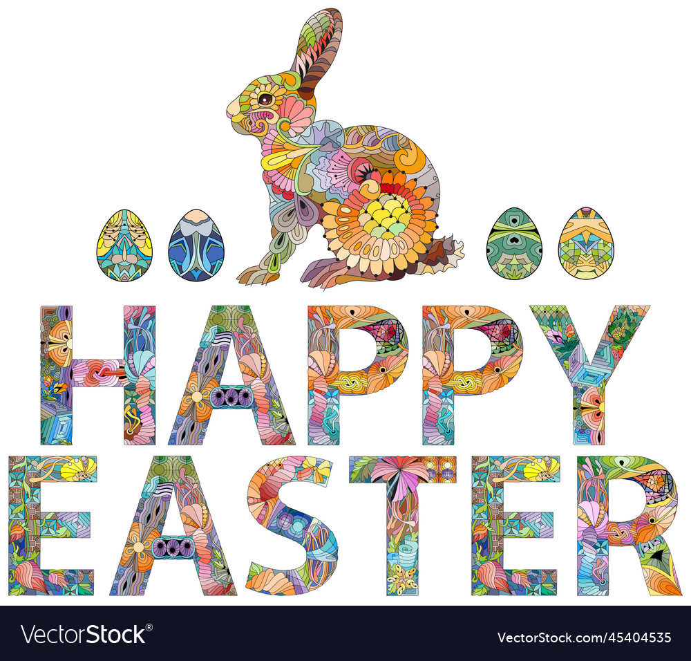 Happy easter colorful word isolated on a white Vector Image