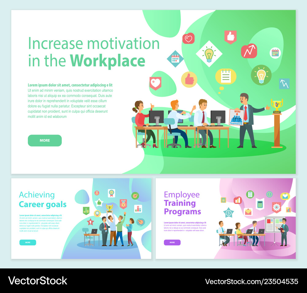 Increase motivation on workplace business banners Vector Image