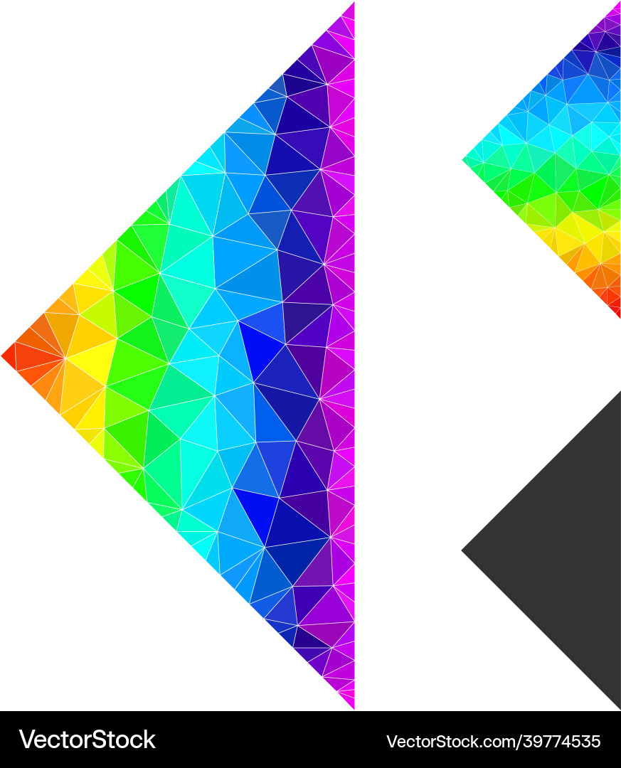 Lowpoly arrowhead left icon with spectral Vector Image