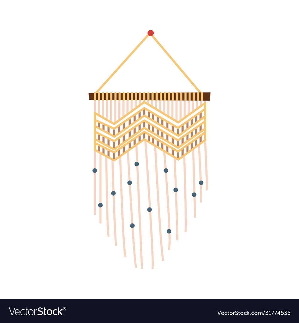 Macrame panel decor hobby concept flat Royalty Free Vector