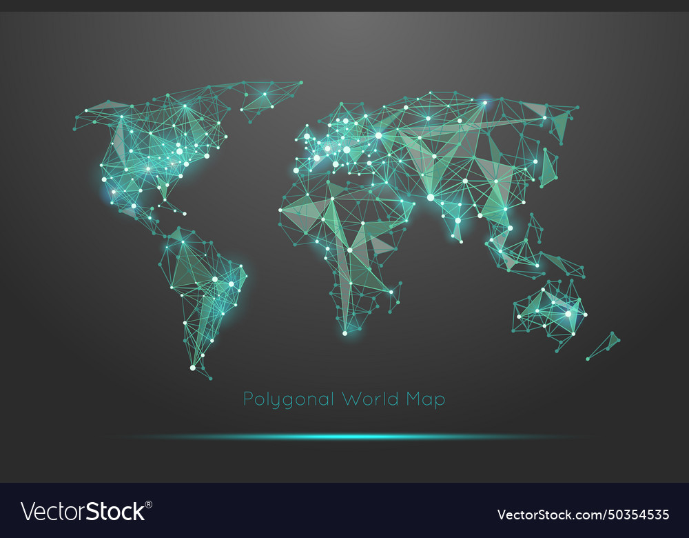Polygonal world map Royalty Free Vector Image - VectorStock