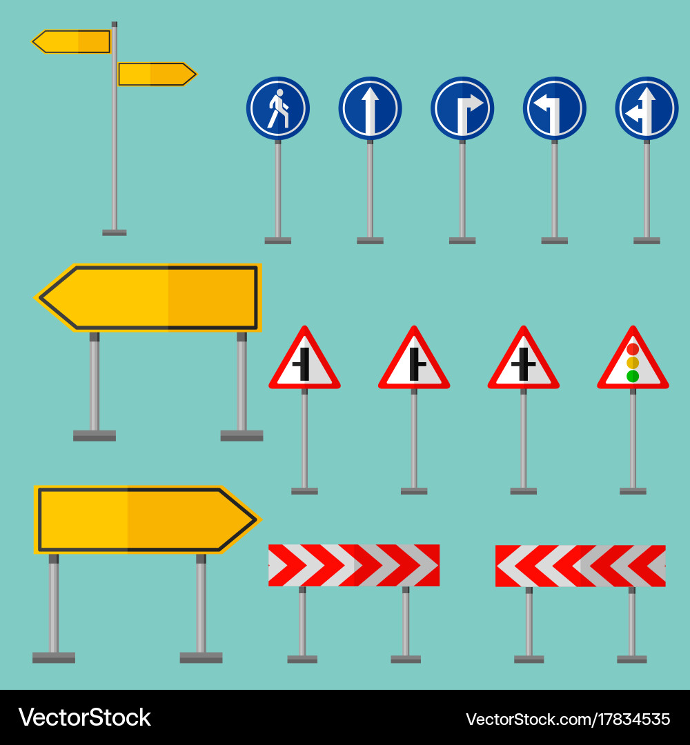 Road symbols traffic signs graphic elements Vector Image