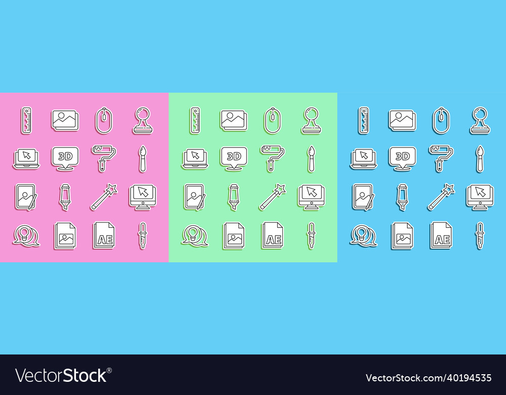 Set line pipette computer monitor and cursor Vector Image