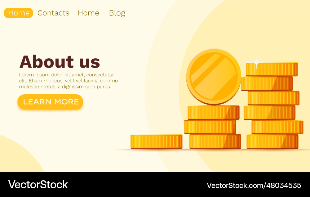 Stack of golden dollar coins isolated on white Vector Image
