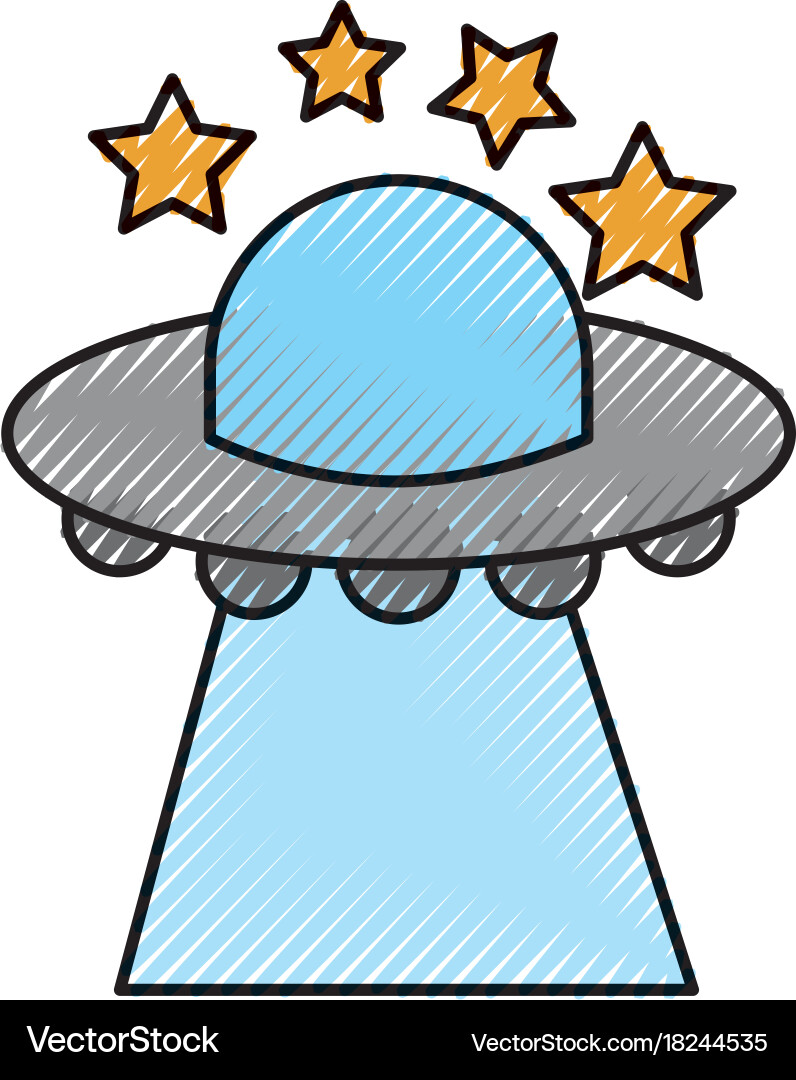 Ufo flying stars saucer technology science Vector Image