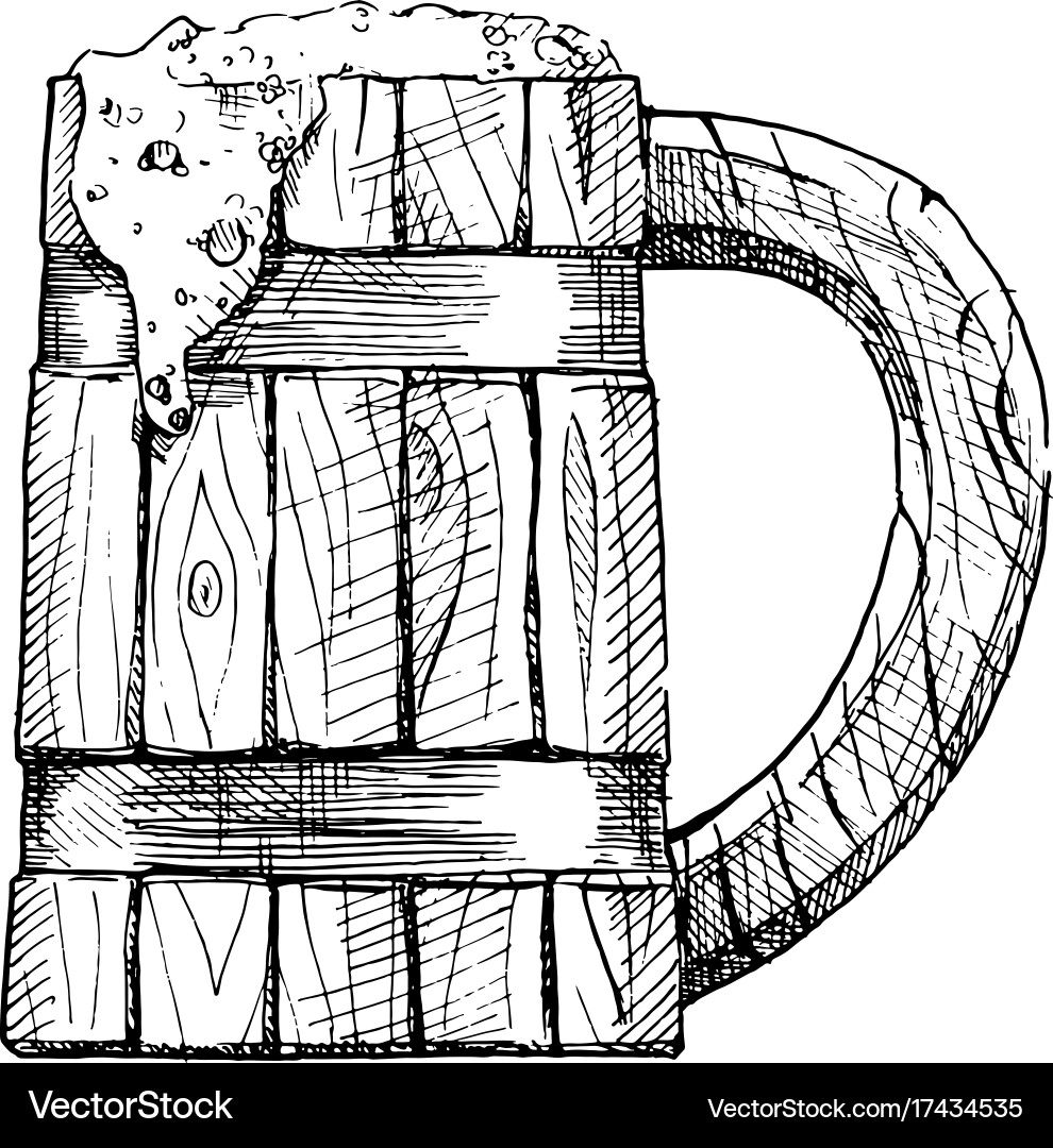 Wooden tankard Royalty Free Vector Image - VectorStock